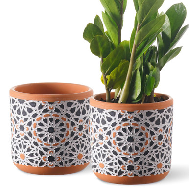 JOFAMY 2 Pack Moroccan Handcrafted Ceramic Planters for Indoor Plants ...