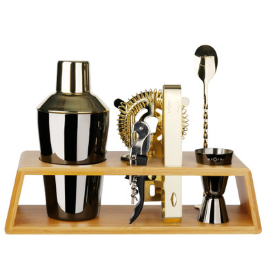 Arora 8Pcs Bartender Kit Bar Set, 20OZ Black & Gold Cocktail Shaker Set ...