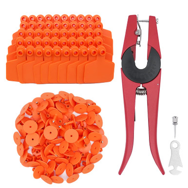 LIUCOGXI Blank 100 Sets Orange Cattle Ear Tag with Ear Tag Applicator ...
