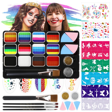 Dreamon Face Paint Kit for Kids Adults | 12 Split Cake Palettes Face ...