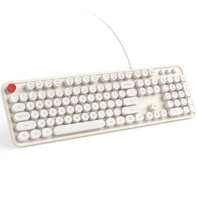 KNOWSQT Wired Computer Keyboard - Milky White Full-Sized Round Keycap ...