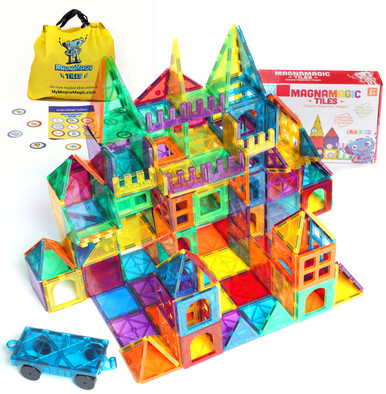 MagnaMagic 60 Piece Set 3D Magnet Building Tiles Plus Free Storage Bag ...
