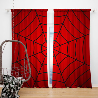 POKTULIKT 82 x 84 Inches Red Spider Web Window Curtains for Kids Black ...