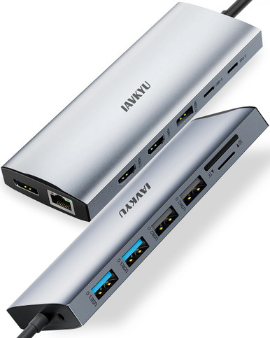 USB C Docking Station Dual Monitor Adapter, 14 in 1 USB C Dock, 4K Dual ...