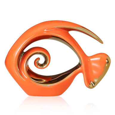 XIYOUQI Orange and Gold Ceramic Fish Figurines, Abstract Art Sea ...