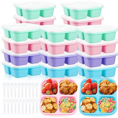 Hushee 20 Pack Bento Snack Boxes, 4 Compartment Reusable Snack ...