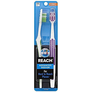 REACH Advanced Design Toothbrushes Firm Full Head Color May Vary 2 ea ...