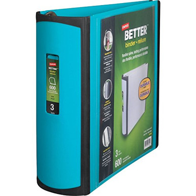 Staples 3 Inch BetterView Binder with D-Rings (Teal) - Warehousesoverstock
