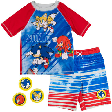 SEGA Knuckles Sonic The Hedgehog Tails Big Boys Rash Guard Swim Trunks ...