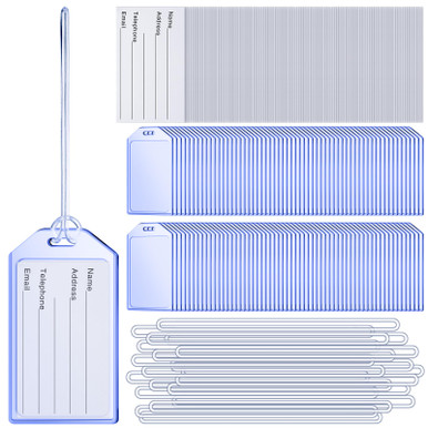 120 Pack Clear Luggage Tags with Loops Heavy Duty PVC Case Tags ...