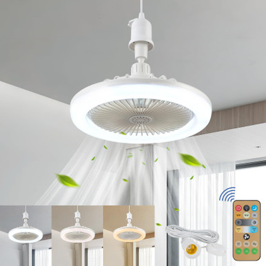 HomLaiting Socket Fan Ceiling Fan with Light Bulb Fan with Remote Plug ...