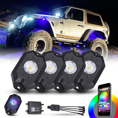 [RGB] Led Rock Lights Kits - 4 Pod with Pure White Lights, Timing ...