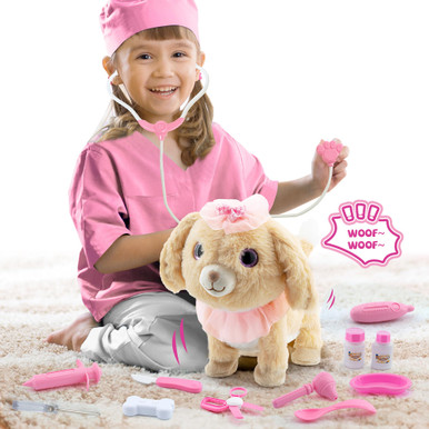 Airbition Plush Dog Toys Doctor Kit for Girls, Pretend Play Doctor Set ...