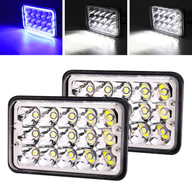 2PCS 4x6 LED Lights Blue Halo,6x4 Auto Front Lights Rectangular LED ...