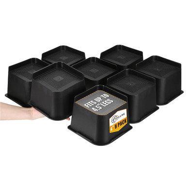 Tocawe Bed Risers 2,3,4,6 and 8 inch Heavy Duty 8 Pack, L Shape ...