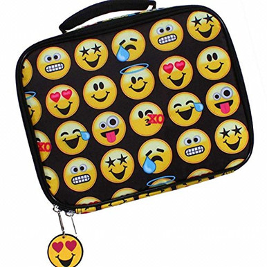 EmojiNation School Lunch Box - Black Emoji Emotions - Warehousesoverstock