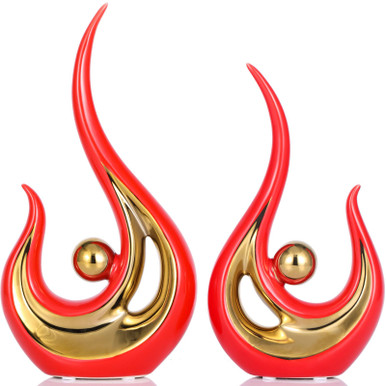 2 PCS Red Ceramic Decor,Red and Gold Decor for Bedroom,Home Decor ...