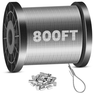 Fuceter 304 Stainless Steel Wire Cable, 1/16 Wire Rope, 800FT Aircraft ...