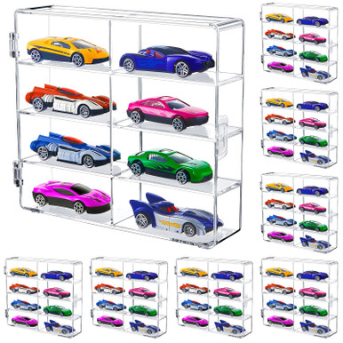 Barydat 8 Pcs 1/64 Scale Toy Car Storage Toy Car Display Box Holds 64 ...