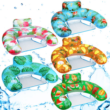 5 Pack Inflatable Pool Float Chair Water Floating Chair with Cup Holder ...