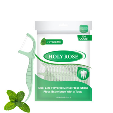 Holy Rose Twin-Line Dental Floss Picks,Mint Flavor,with Tail Toothpick ...