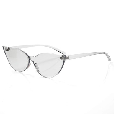 OLINOWL Cat Eye Rimless Sunglasses Oversized One Piece Colored ...