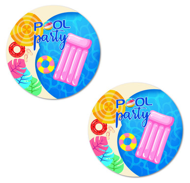 40 Pool Party Round Stickers, 2 Inch Big Round Glossy Labels, Water Fun ...