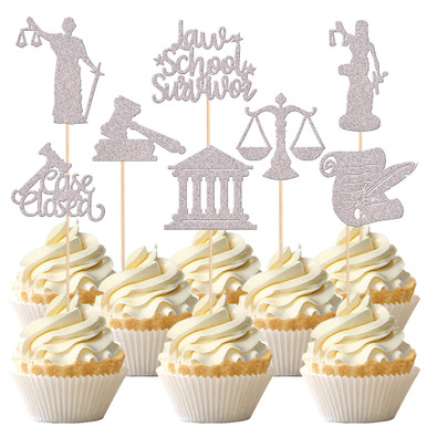 24 PCS 2023 Lawyer Graduation Cupcake Toppers Glitter Case Closed Court ...