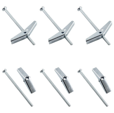 Jersvimc 10Pcs 3/16 x 3 Inch Round Head Toggle Bolt and Wing Nut, Metal ...