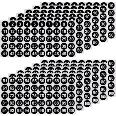 12 Sheets 1 to 100 Vinyl Number Stickers 6 Sets 1 Inch Self-Adhesive ...