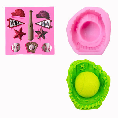 2 Pcs Baseball Softball Glove Silicone Molds Set for Fondant Candy ...