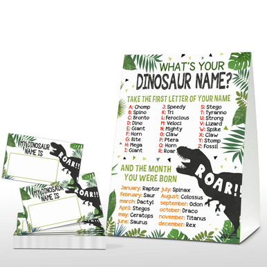 What's Your Dinosaur Name Game - Safari Jungle Birthday Party Games for ...
