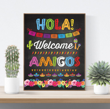 Retro Metal Tin Sign 8 X 12 Inches Hola Amigos Fiesta Mexican Fiesta ...