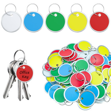 100 Pcs Round Paper Key Tags, 1.22Inch Metal Rim Key Tags Blank Rim Key ...