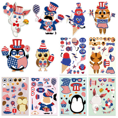 HOWA 4th of July Patriotic Crafts Stickers for Kids, 24 Sheets ...