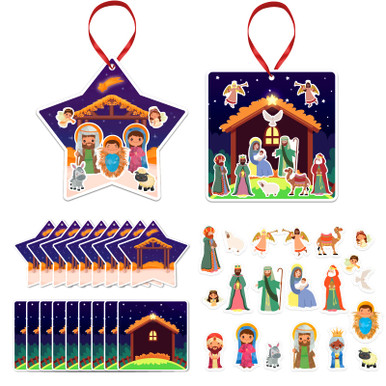 SIOCHOME Make a Nativity Scene Sticker Ornament Craft Kit Christmas 24 ...