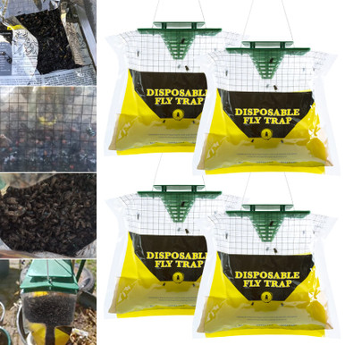 Fly Traps Outdoor Hanging, 4 Natural Pre-Baited Fly Hunter Stable Horse ...