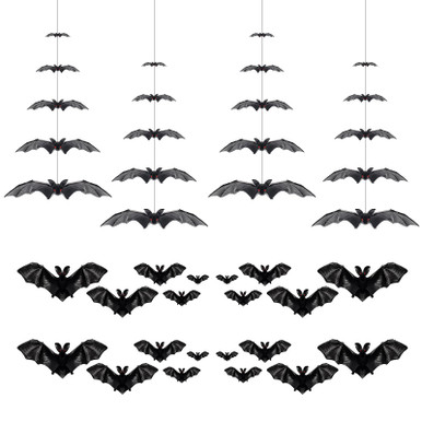 20 PCS Halloween Hanging Bats Decorations Simulation Flying Plastic Bat ...