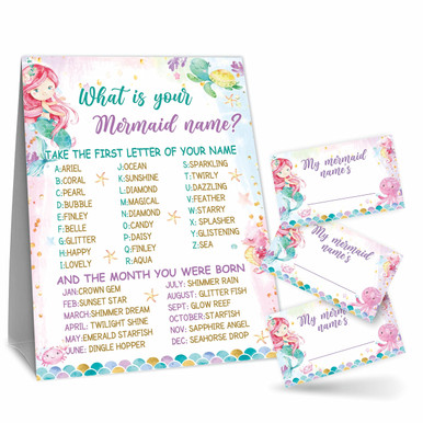 What'S Your Mermaid Name Game - Under The Sea Theme 1 Game Sign & 30 ...