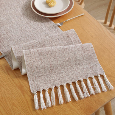 Laolitou Beige Table Runners 36 Inches Long, Small Short Boho Farmhouse ...