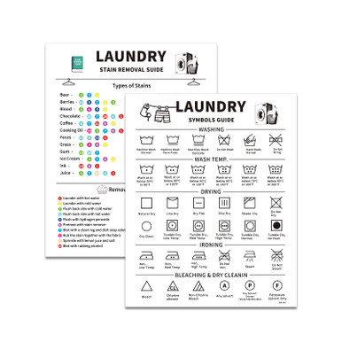Noare Laundry Symbols Sign & Stain Removal Guide Magnet Cheat Sheet for ...