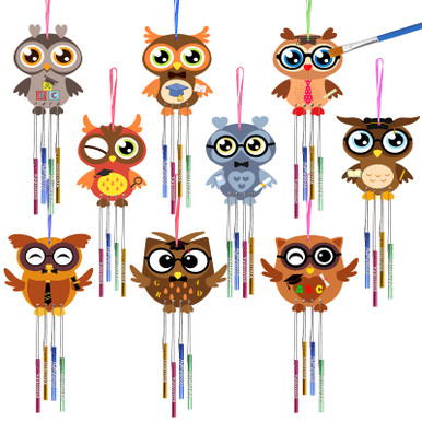 Fennoral 9 Pack Fall Wind Chime Kit for Kids Make Your Own Owl Wind ...
