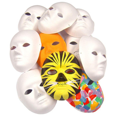 12 Pack DIY Full Face Masks Paper Mache Masks for Halloween,Paintable ...