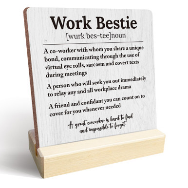 Coworker Leaving Gifts for Women Work Bestie Noun Rustic Wooden Desk ...