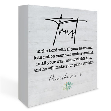 Trust in the Lord with All Your Heart Bible Verses Wooden Box Sign Desk ...