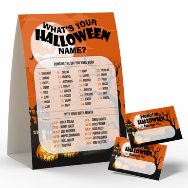 What's Your Halloween Name Game, Halloween Party Games, 50 Name Tag ...
