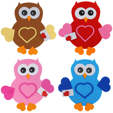 4E's Novelty Valentines Day Owl Magnet Craft for Kids (12 Pack) Foam ...