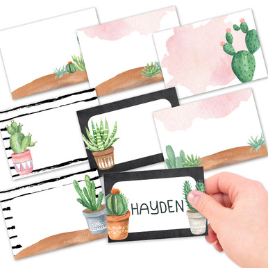 56 Cactus Name Tags for Classroom Cubbies - Self Adhesive Name Tags ...