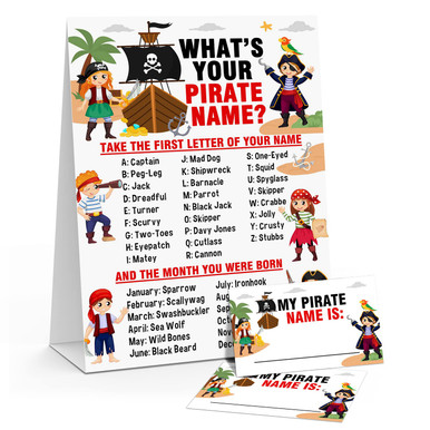 LWBEO What's Your Pirate Name - Birthday Party Game - 1 Game Sign and ...