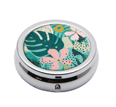 Pill Box Round Silver Pill Case Portable Medicine Tablet Holder Pill ...